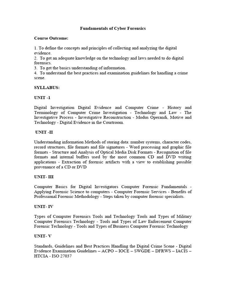 Fundamentals of Cyber Forensics | PDF