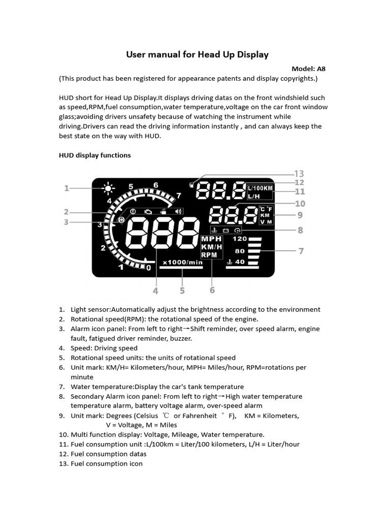ELING-OBD2-HUD-Speedometer-A8.272.2 | PDF
