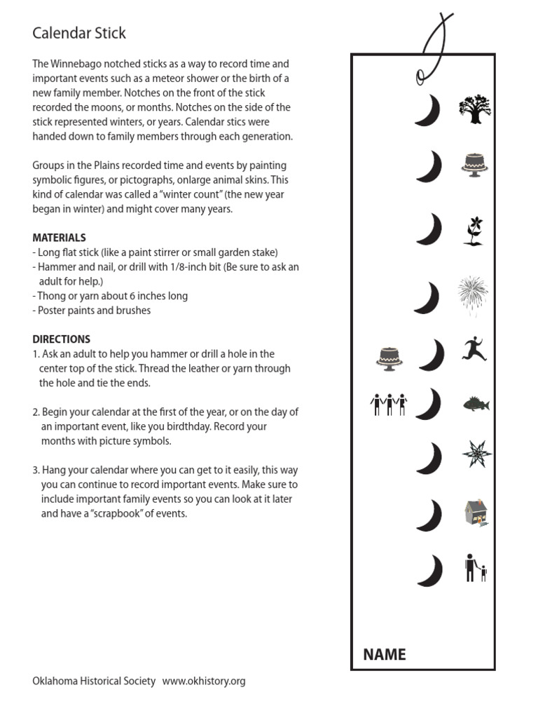 Winnebago Calendar Stick Craft Guide | PDF