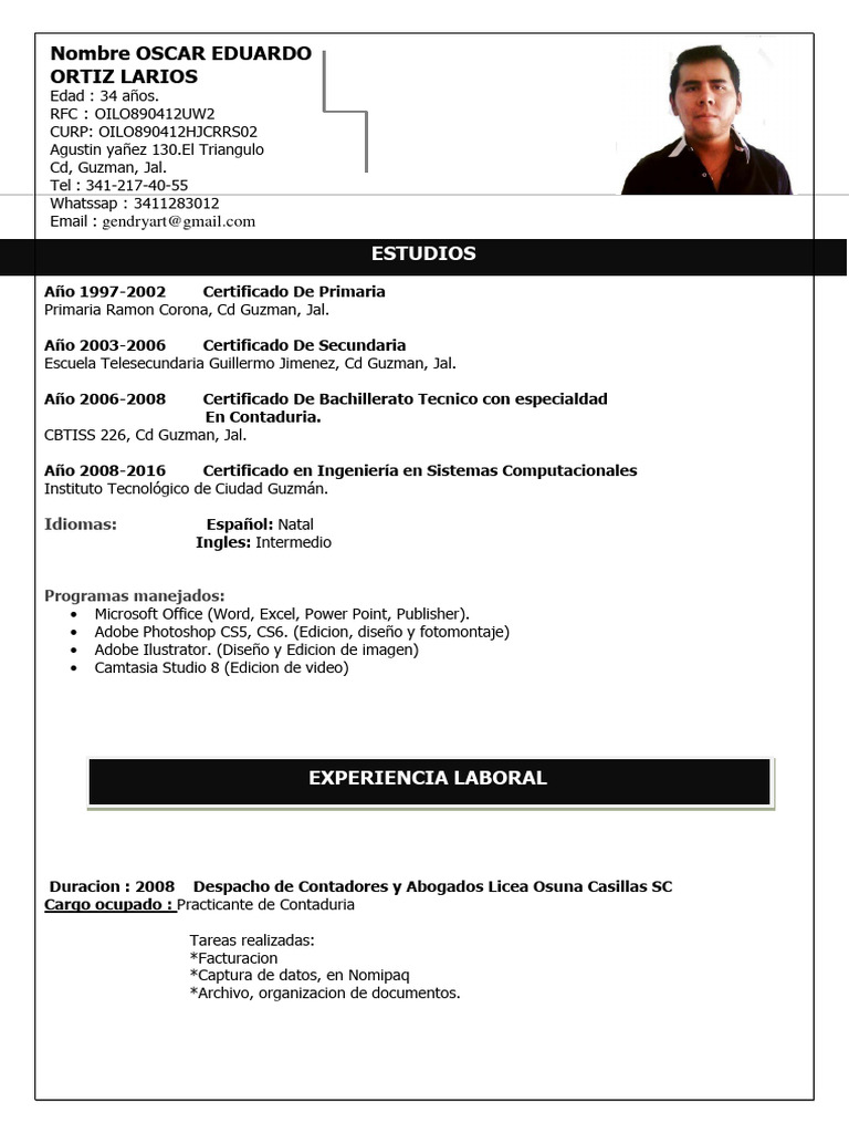 Curriculum Oscar | PDF | Informática | Empresas de software de los Estados Unidos