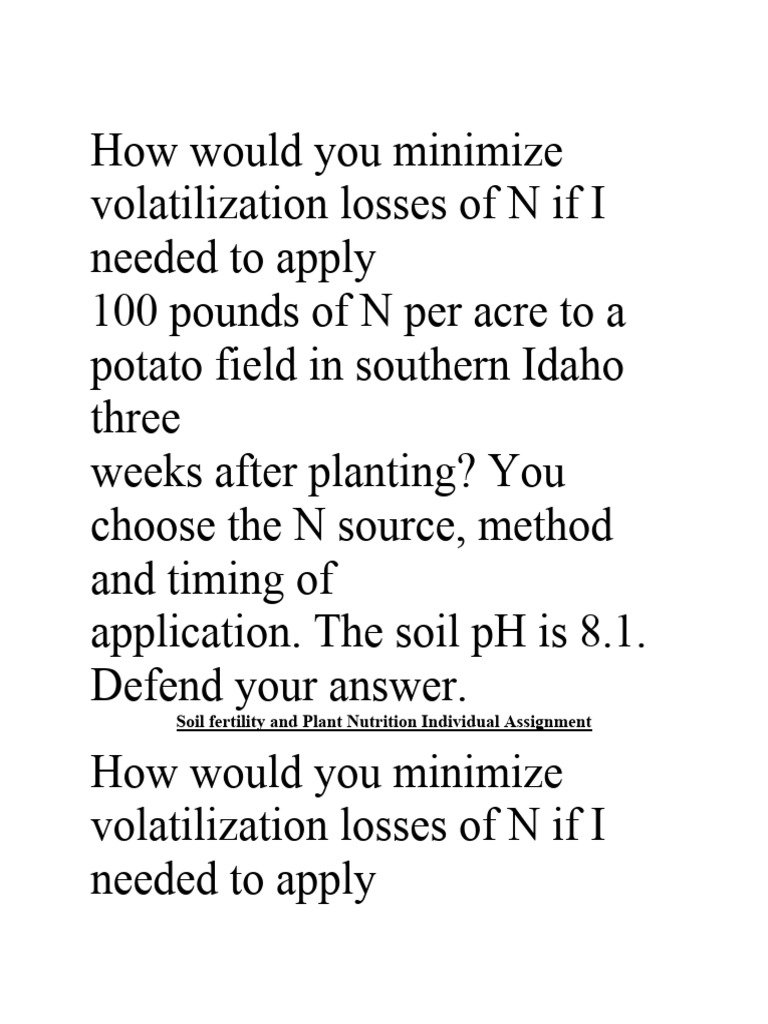 Assignment | PDF | Soil | Fertilizer