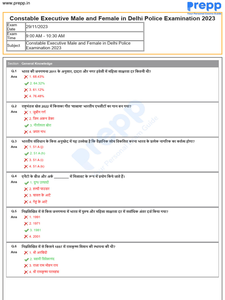 Delhi Police Exam 2023 Prep | PDF