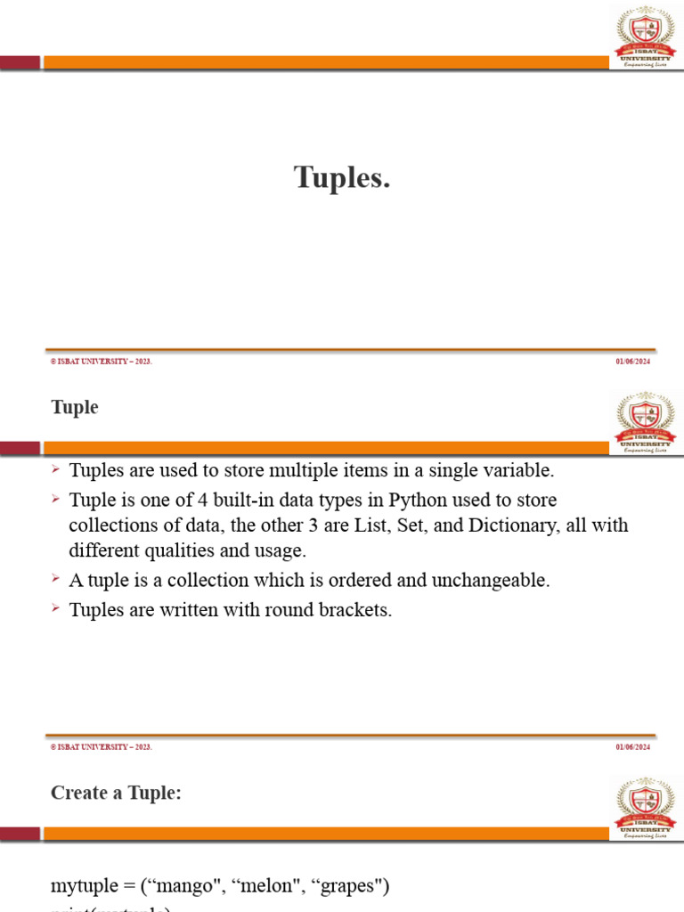 Tuples | PDF | Data Type | Boolean Data Type
