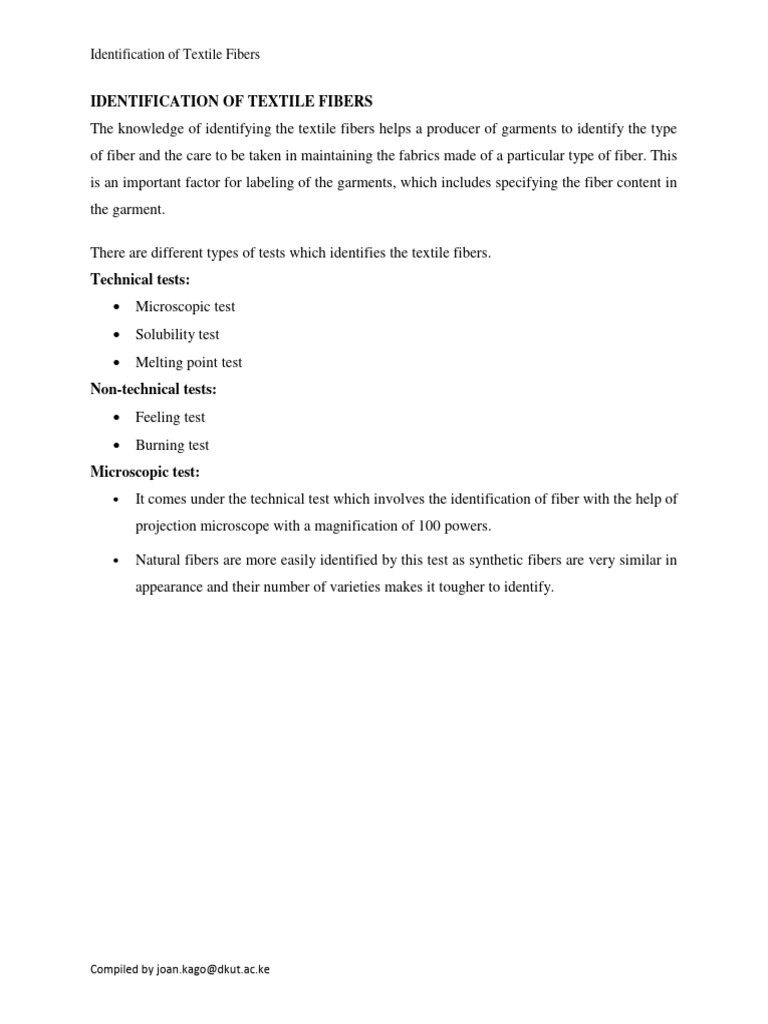 Identification of Textile Fibers | PDF