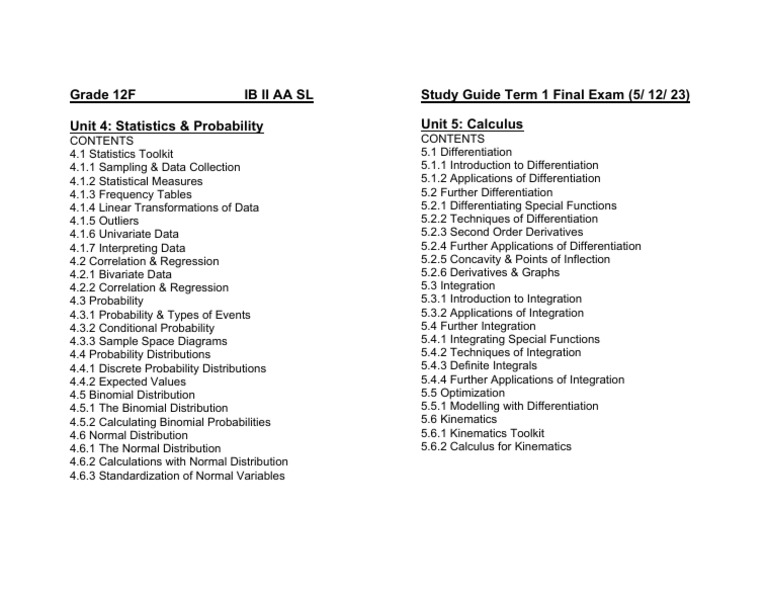 IB Math Study Guide | PDF