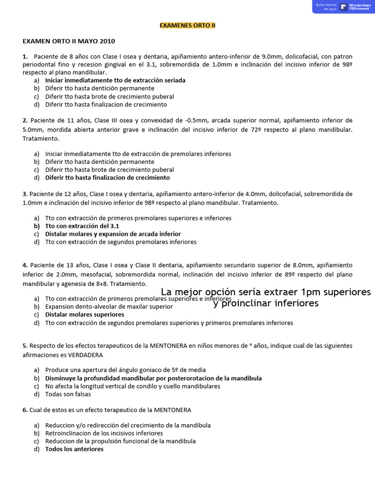 Recopilación Examenes Orto Ii | PDF