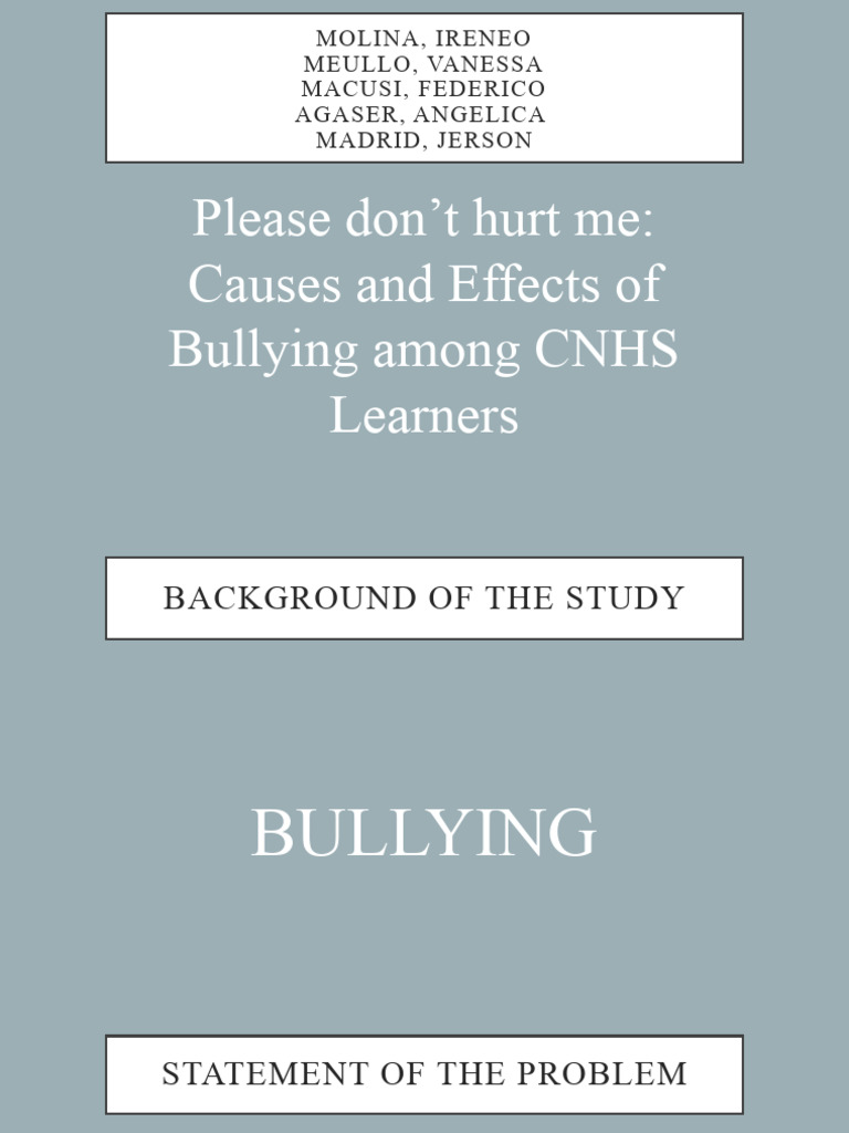 Bullying Causes and Effects in CNHS | PDF