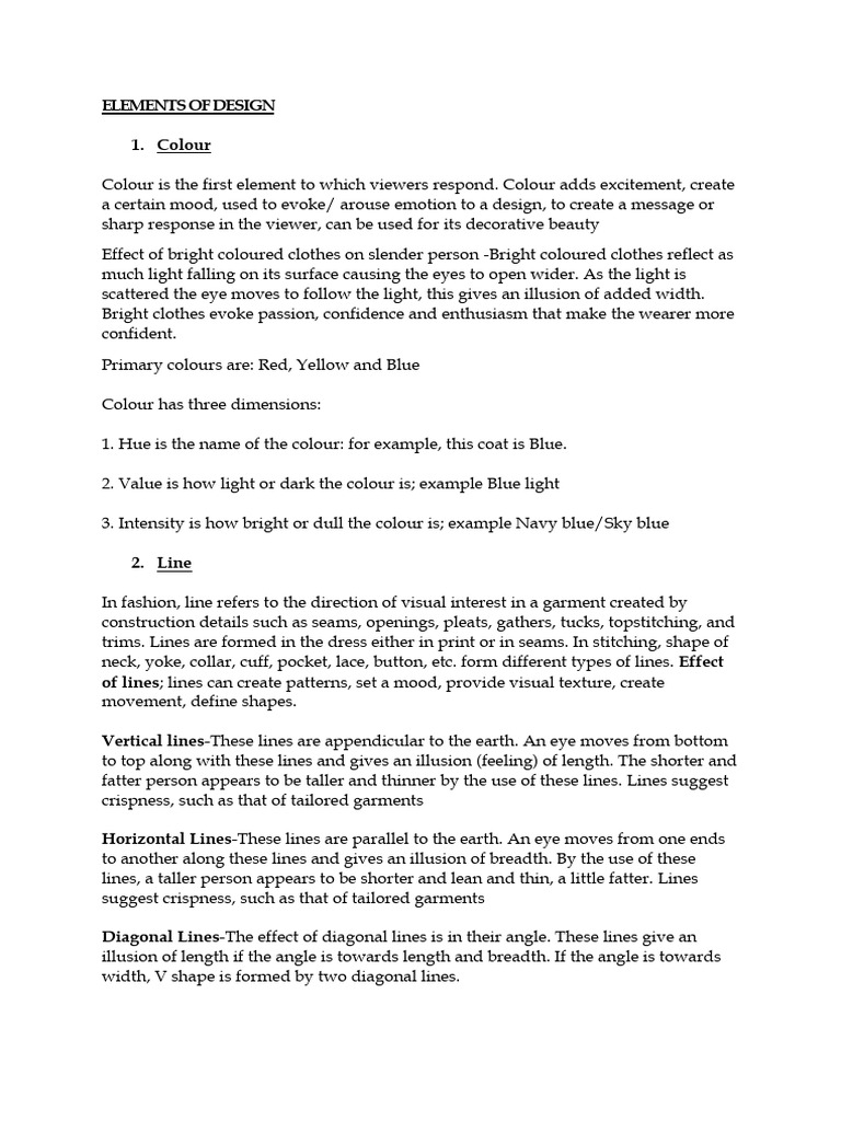 The Elements & Principles of Fashion Design | PDF