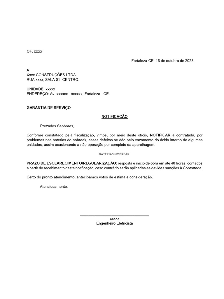 Oficio De Notificação Pdf
