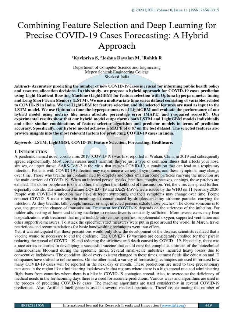 Combining Feature Selection and Deep Learning For Precise COVID-19 ... Combining Feature Selection and Deep Learning For Precise COVID-19 ...