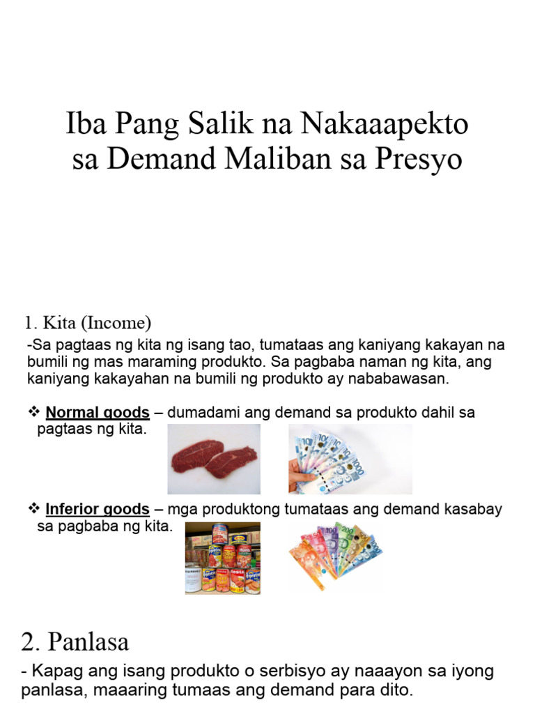 Iba Pang Salik Na Nakaaapekto Sa Demand Maliban | PDF