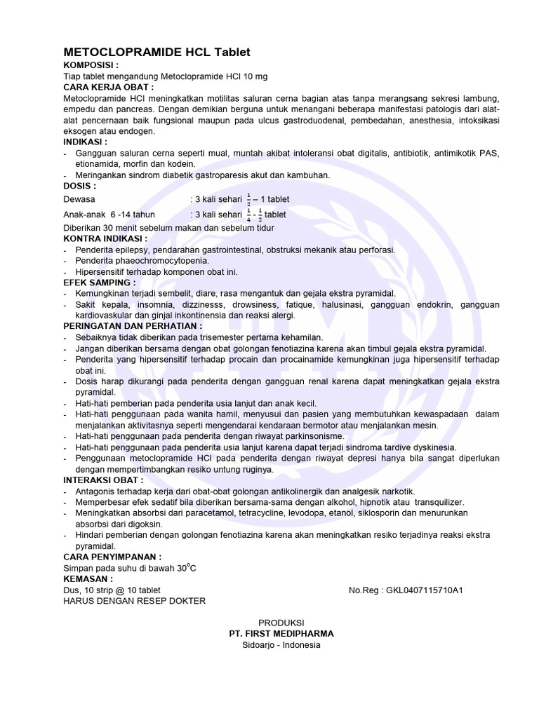 Brosur Metoclopramide Tablet | PDF | Kesehatan Holistik