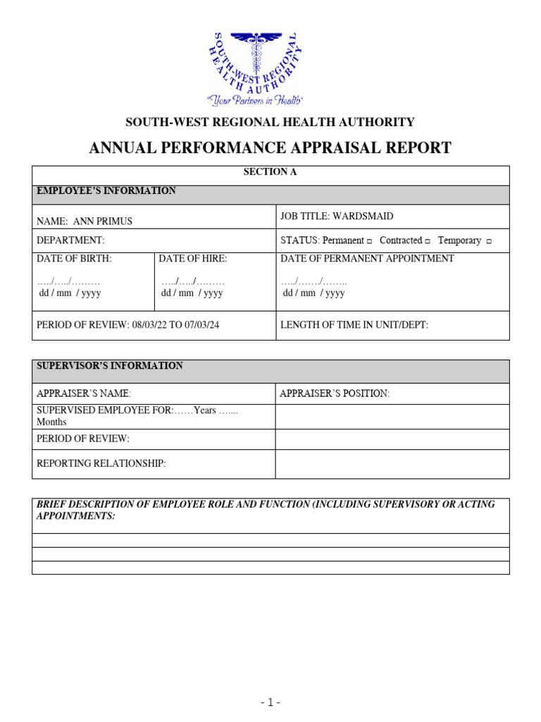 Ann Primus PAR Form | PDF | Employment | Organizational Behavior