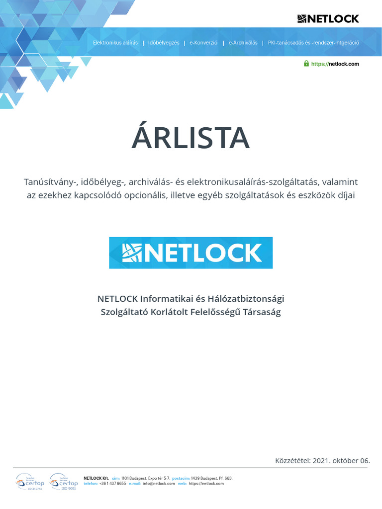 NETLOCK Arlista 20211006 | PDF