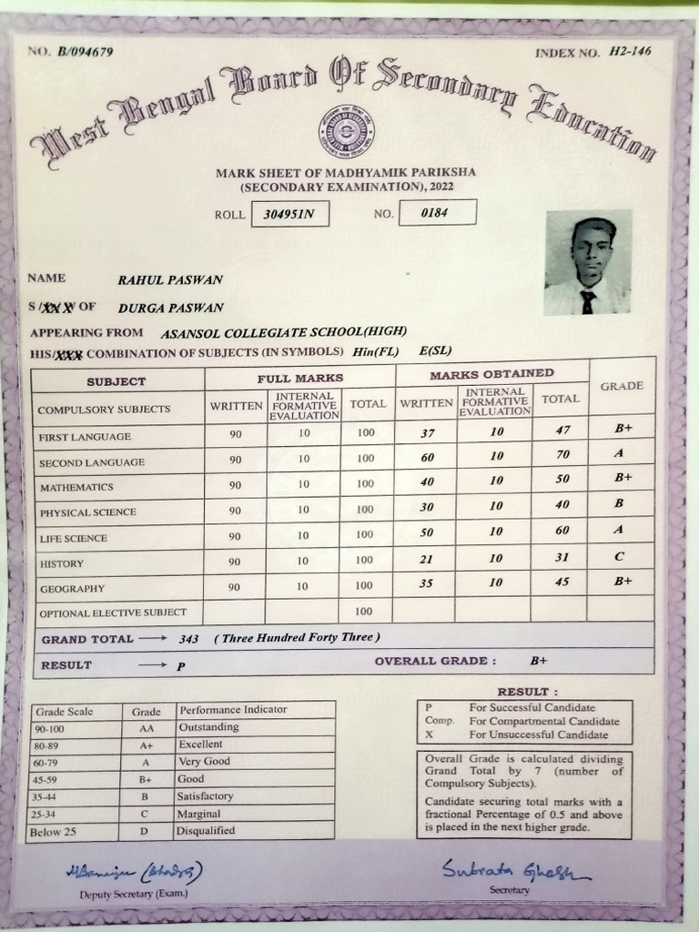 10th Marksheet | PDF