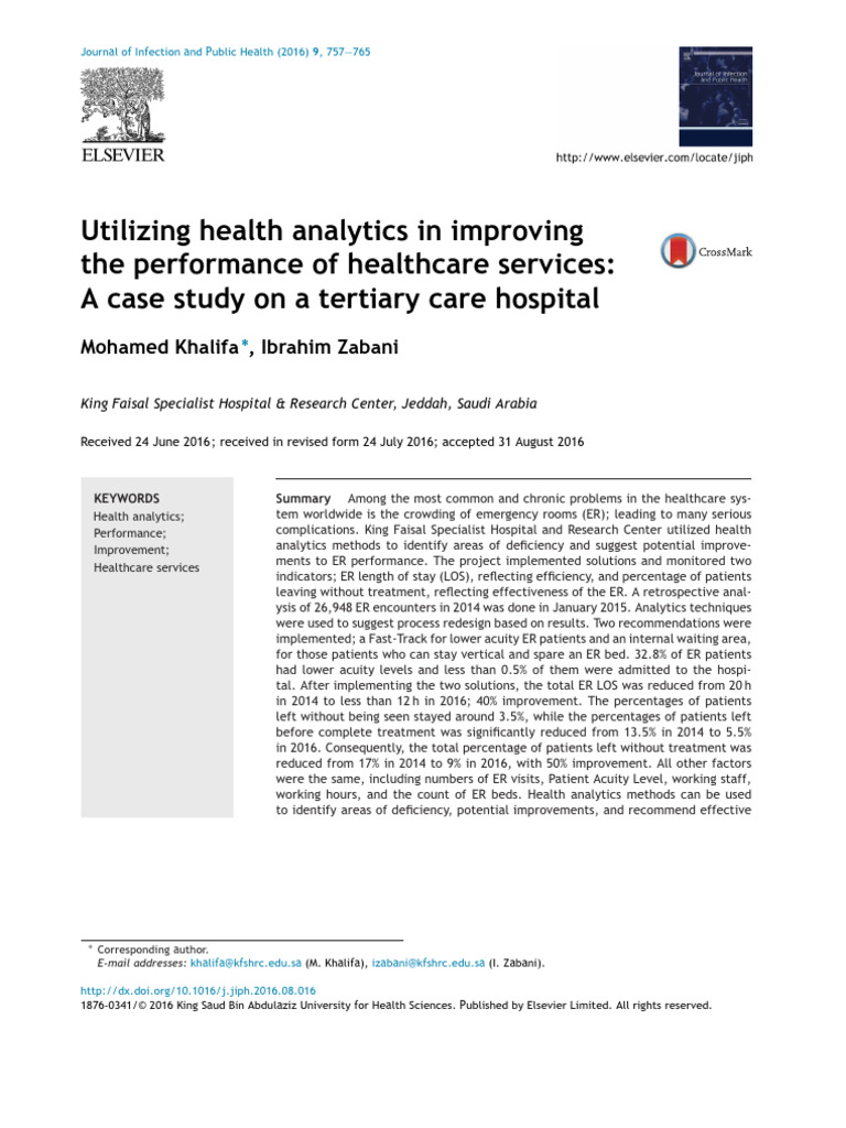 Health Analytics for ER Performance Improvement | PDF | Analytics | Patient