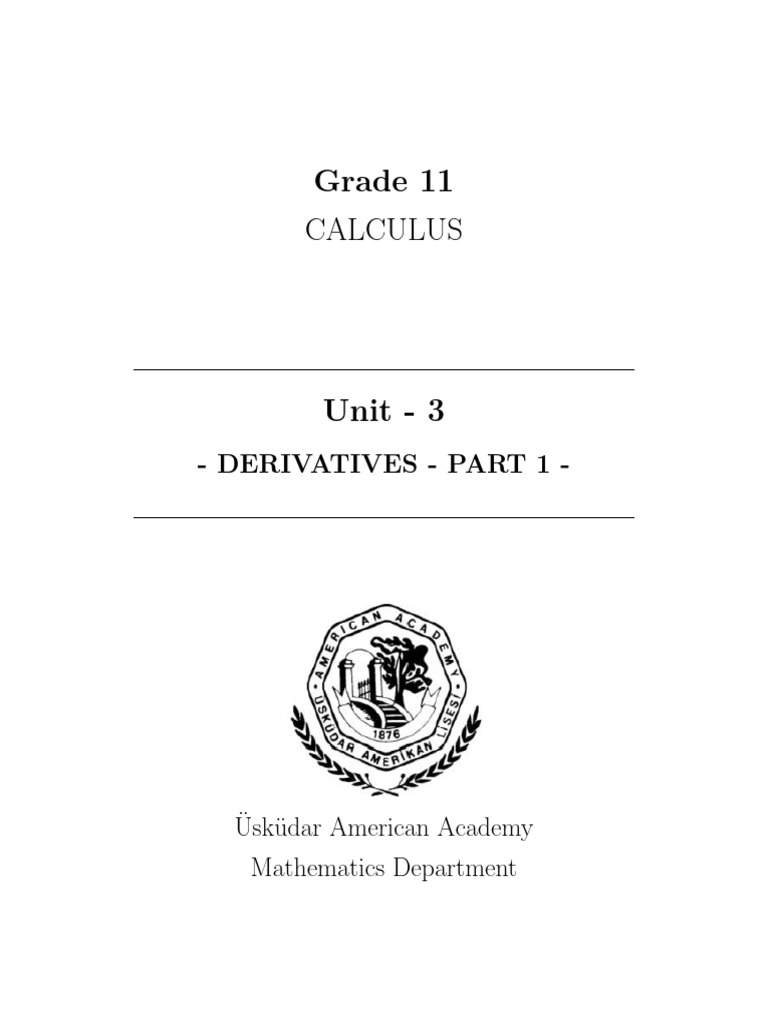 Unit 3 - Derivatives Part 1 | PDF