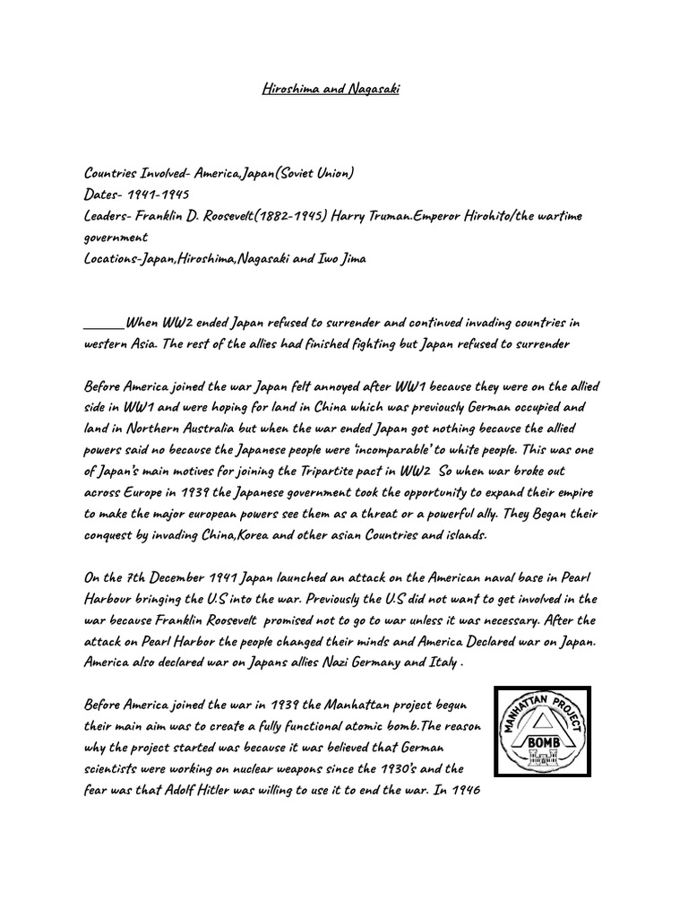 Hiroshima and Nagasaki | PDF