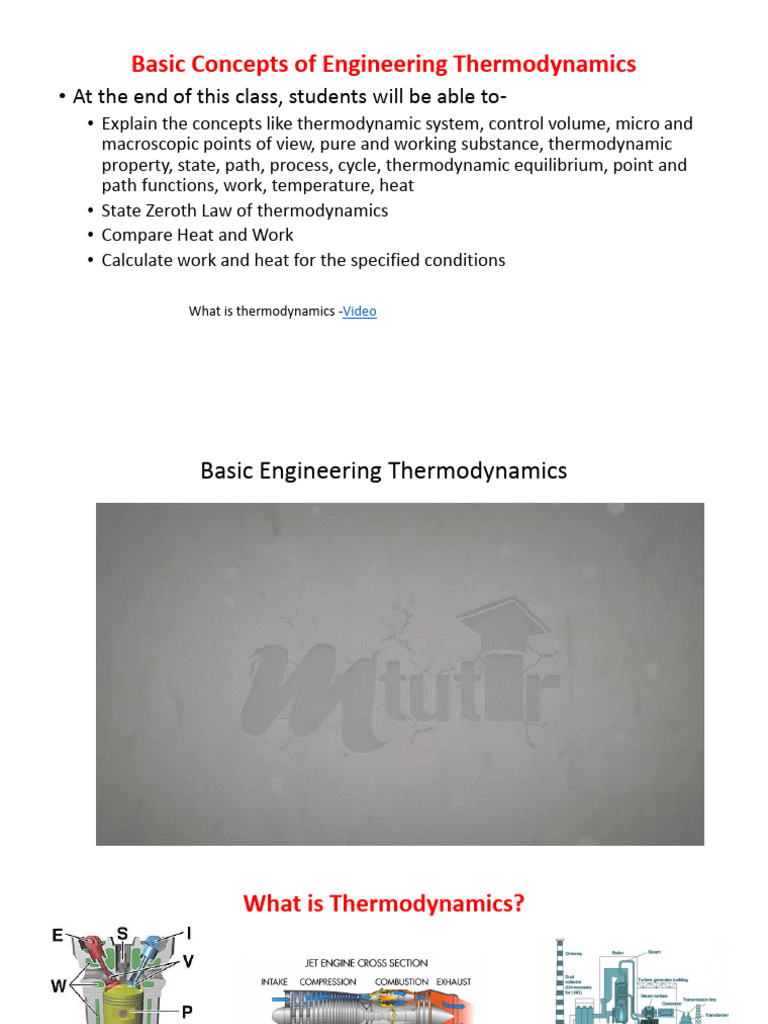 TD Basic Concepts of Engineering Thermodynamics - Part1 | PDF