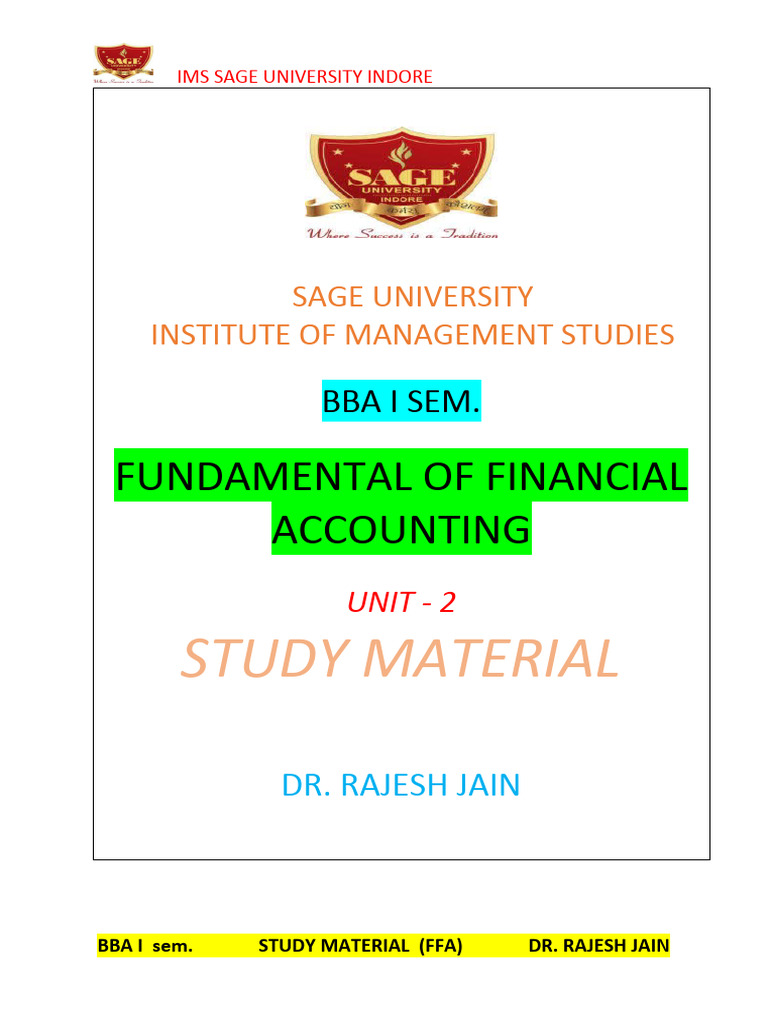 UNIT 2 - FFA Study Material-DRJ | PDF | Debits And Credits | Bookkeeping