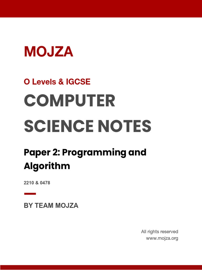 O Levels & IGCSE Computer Science Notes | PDF