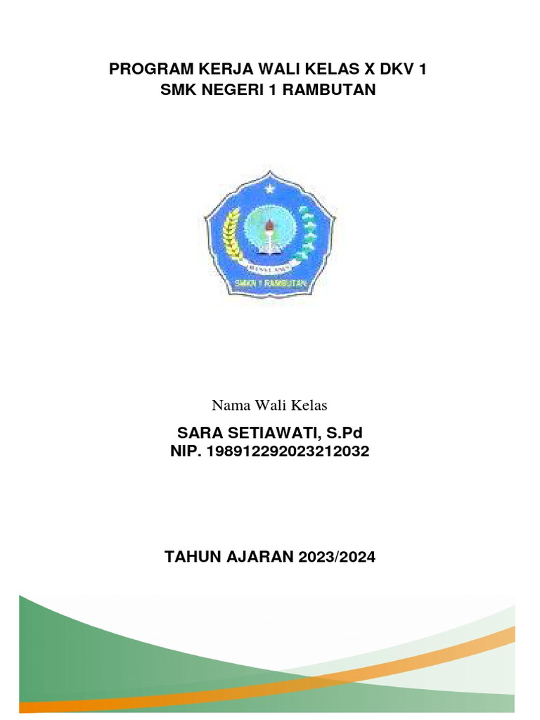 Program Kerja Wali Kelas X DKV 1 SMKN 1 Rambutan | PDF