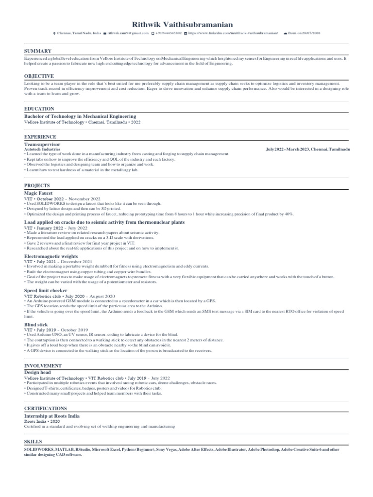 Rithwik Resume | PDF