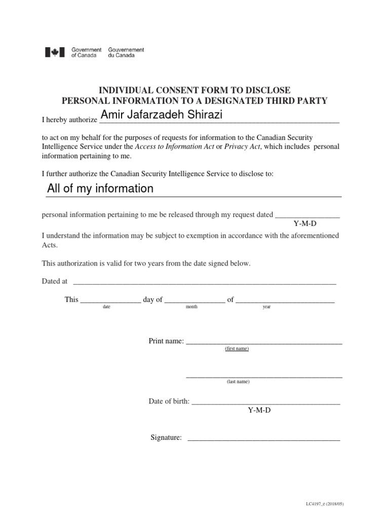CSIS Personal Information Consent Form | PDF
