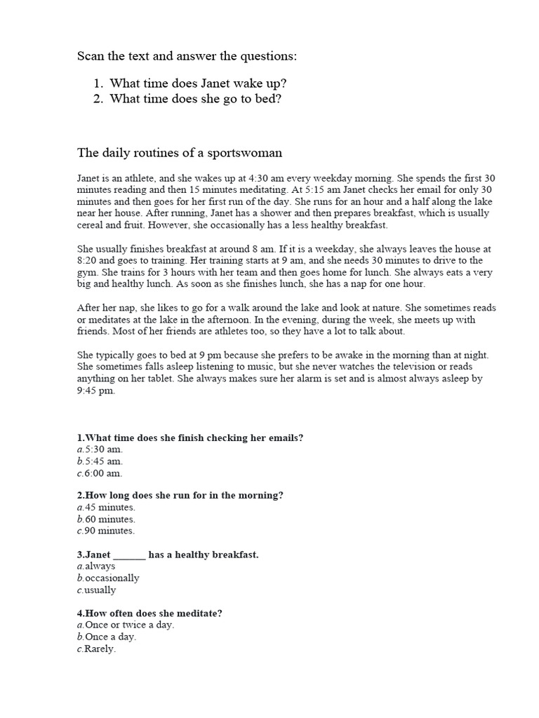 Daily Routines - Reading | PDF