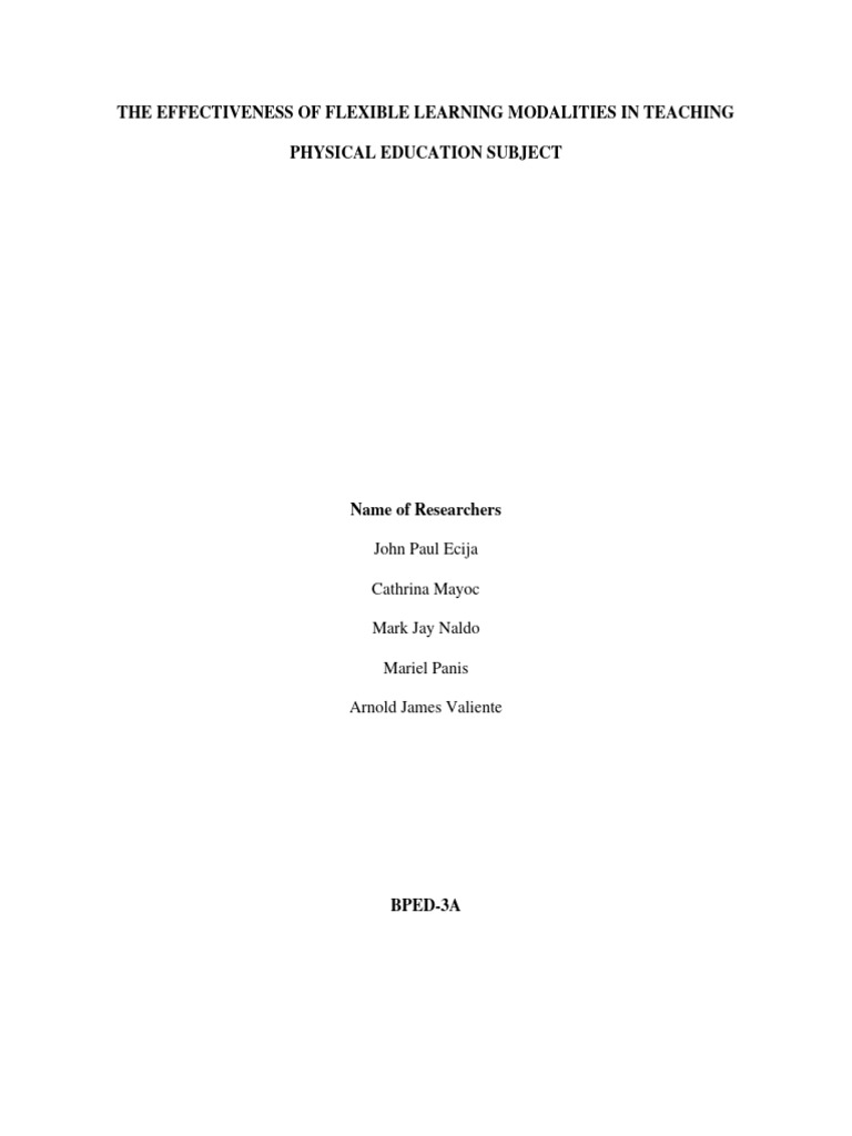 The Effectiveness of Flexible Learning Modalities in Teaching Physical ... The Effectiveness of Flexible Learning Modalities in Teaching Physical ...