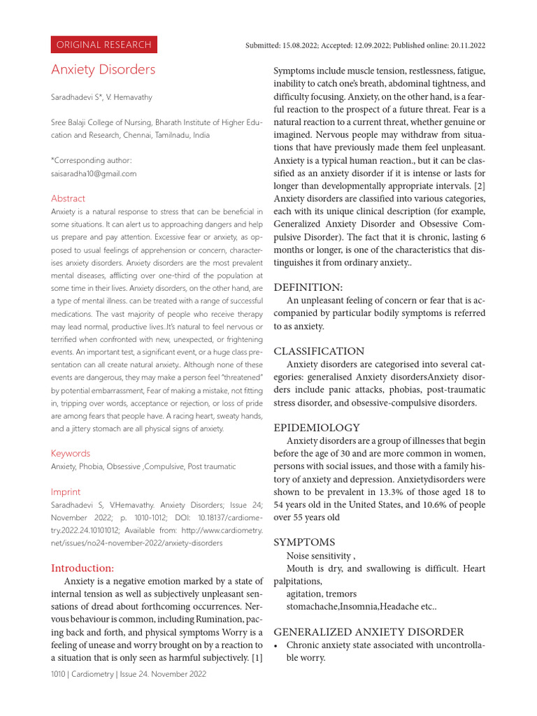 Understanding Anxiety Disorders: Types & Treatments | PDF | Self ...