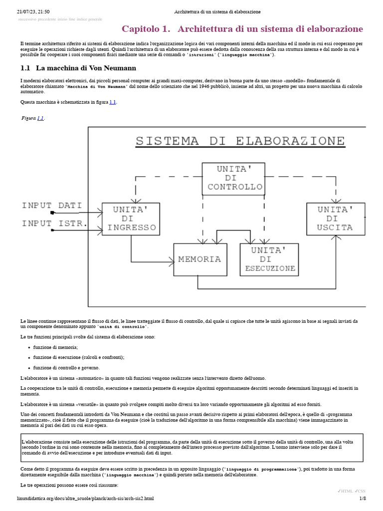 Architettura Di Un Sistema Di Elaborazione | PDF
