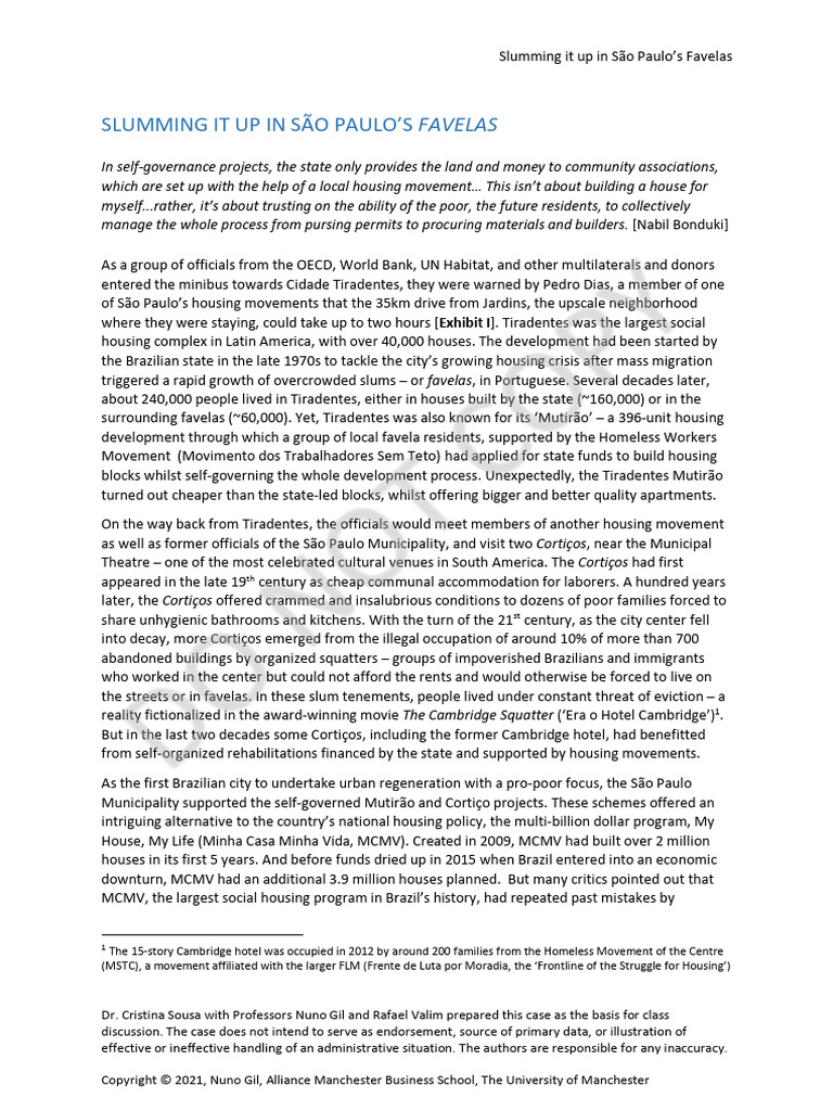 NOT CO PY: Slumming It Up in São Paulo'S Favelas | PDF