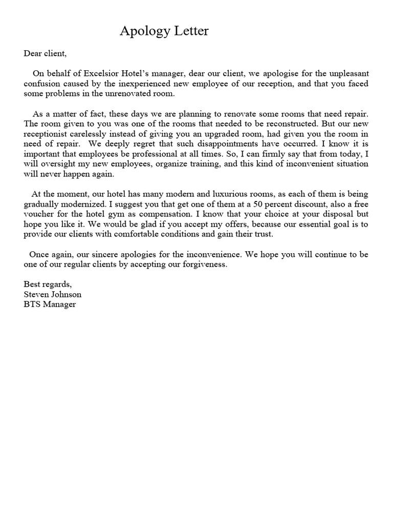 Apology Letter | PDF