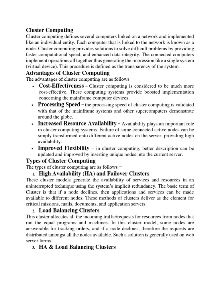 Cluster Computing | PDF