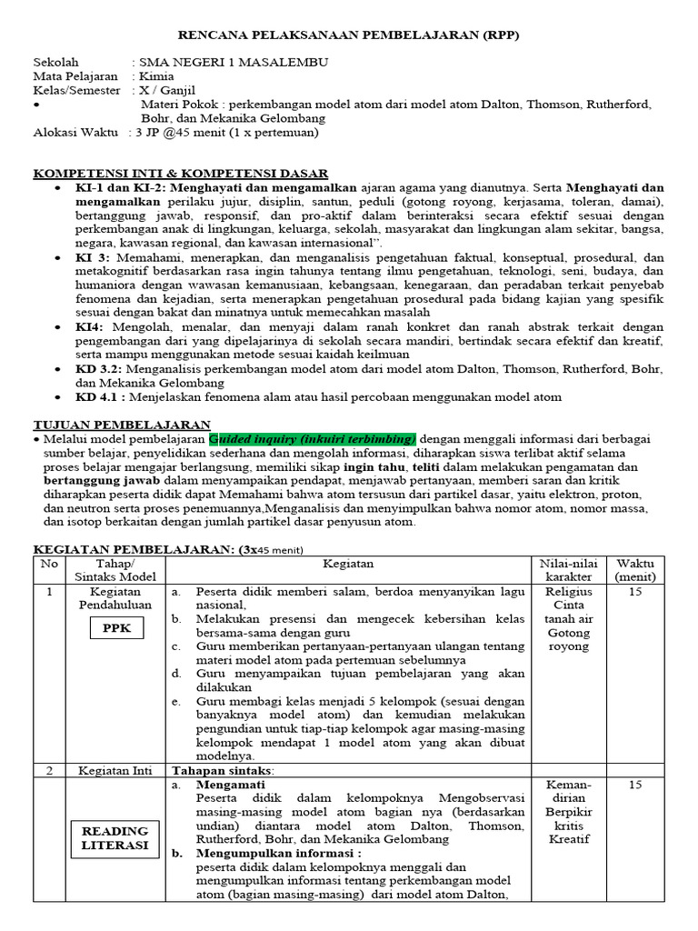 5.RPP Model Atom Ke 2 | PDF
