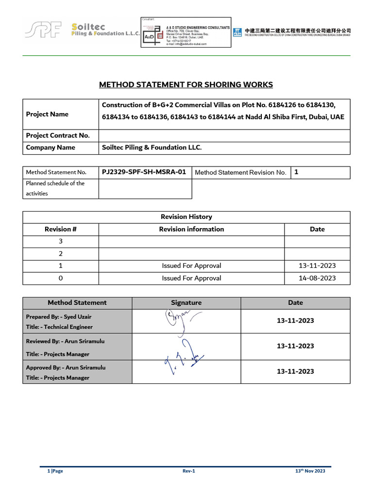 PJ 2329 Shoring Msra Rev 01 (RCV TSC Mss S 010 Rev 01) | PDF ...