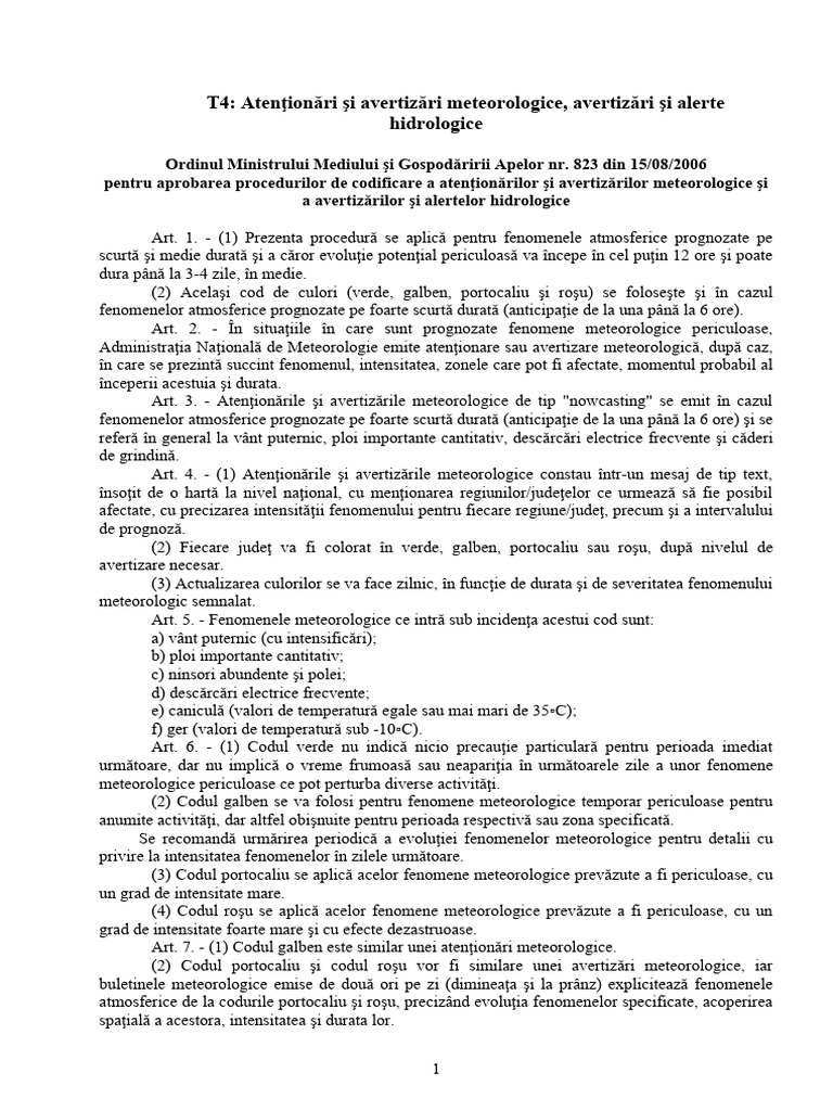 T4 Atentionari Si Avertizari Meteo | PDF