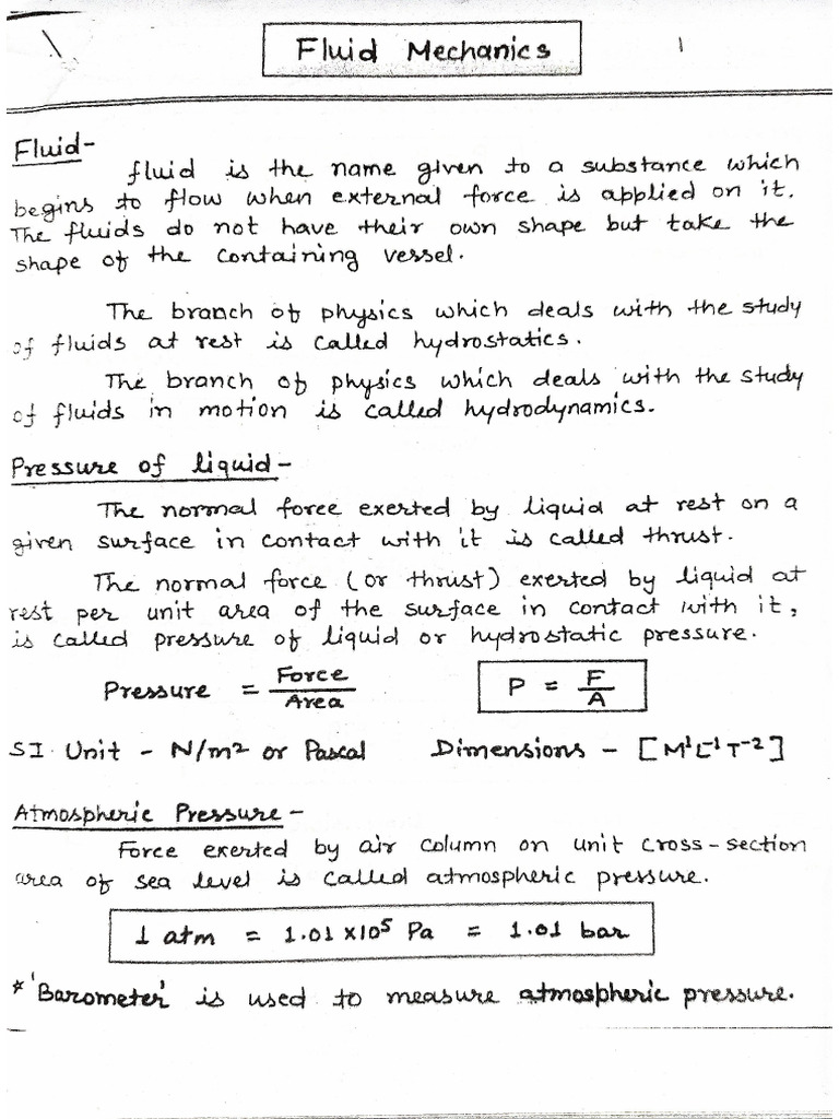 Fluid Mechanics Notes + + | PDF