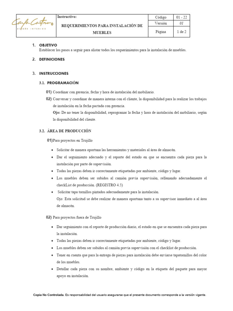 Instructivo - Proceso de Requerimiento para Instalación | PDF