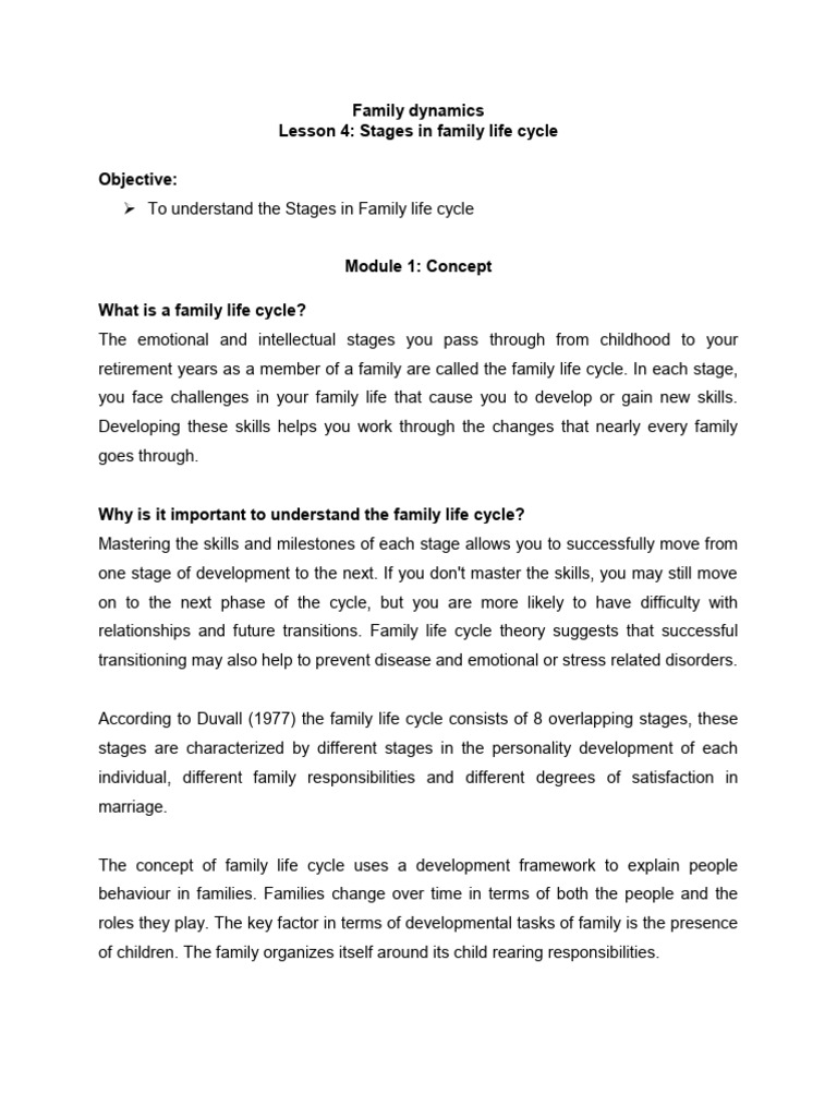 W5-L4-Family Dynamics - Stages in Family Life Cycle200414060604041010 | PDF