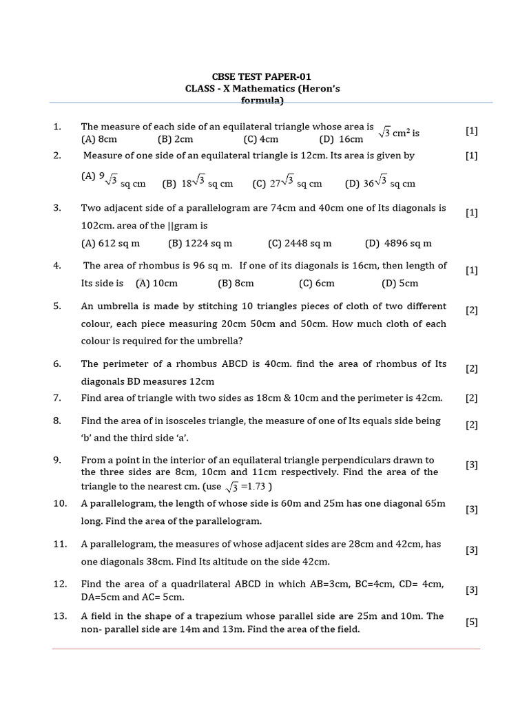 Herons Formula | PDF