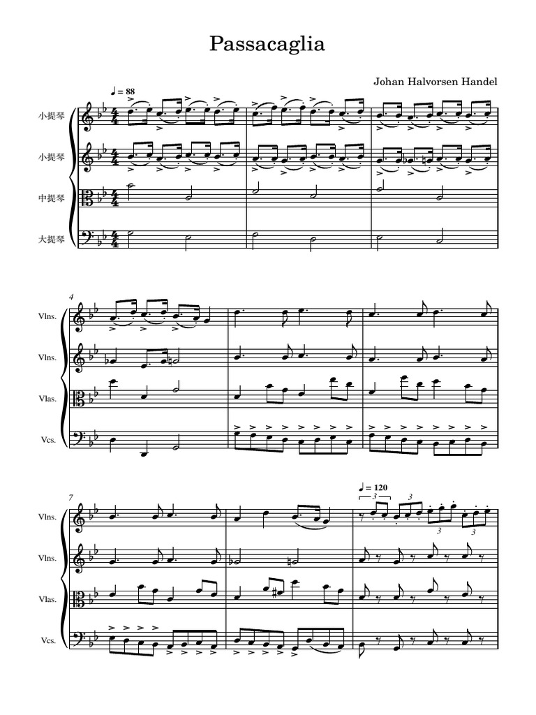 Passacaglia Strings Quartet-樂譜與分譜 | PDF