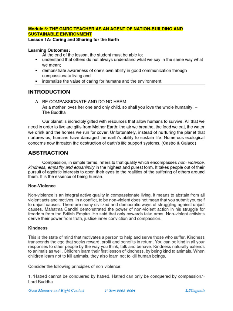 Caring for Earth: Compassionate Living | PDF