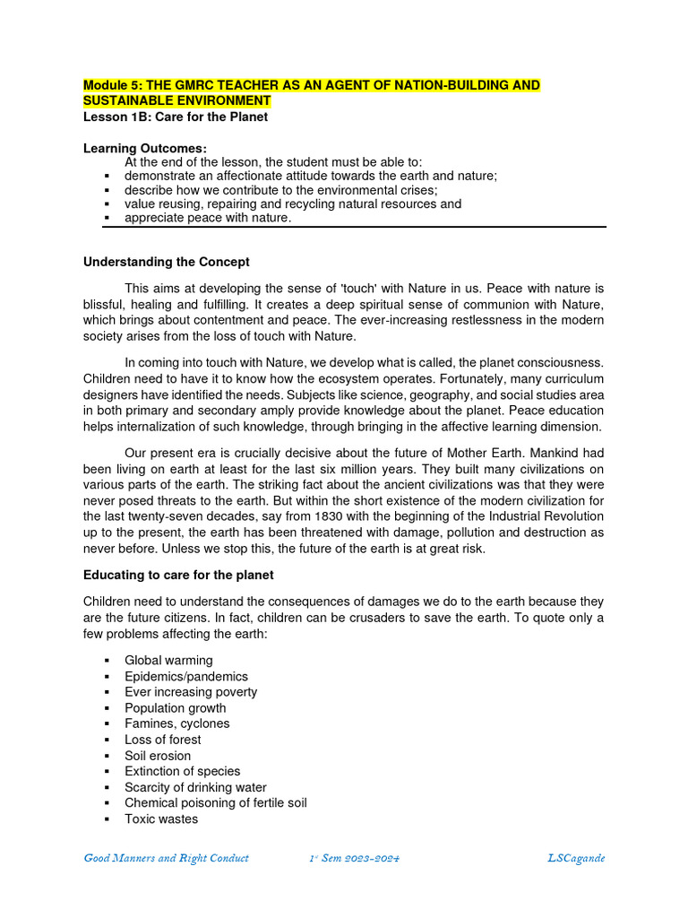 Module 5 Lesson 1B Material GMRC | PDF