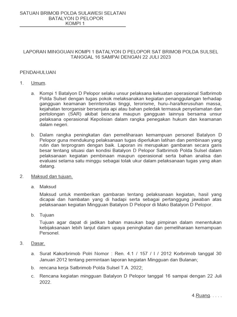 Laporan Mingguan Kompi 1 | PDF