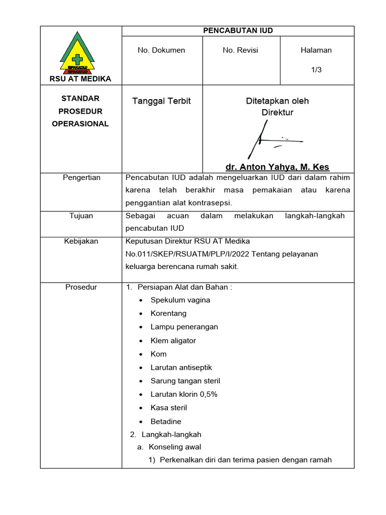 Spo Pencabutan Iud | PDF | Pengembangan Diri | Kesehatan Holistik