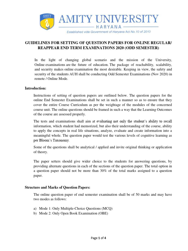 2.5.4 e Guidelines For Setting of Question Papers | PDF
