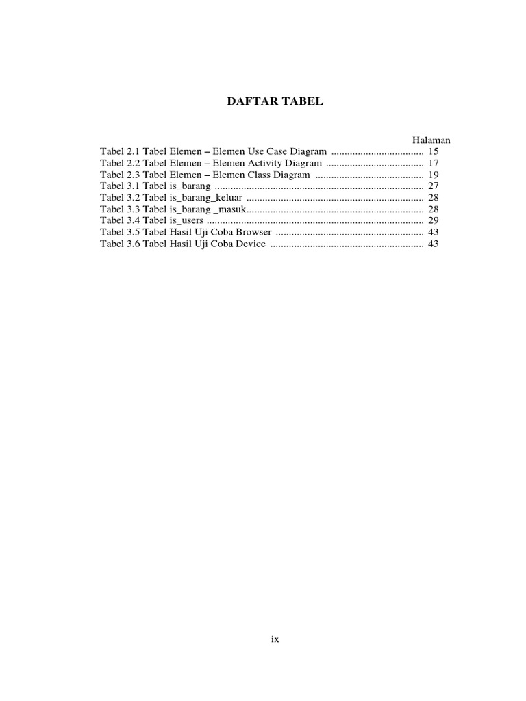 Daftar Tabel | PDF
