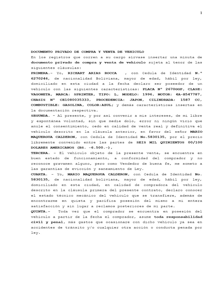 Documento Privado Huwer Flores | PDF | Finanzas y dinero